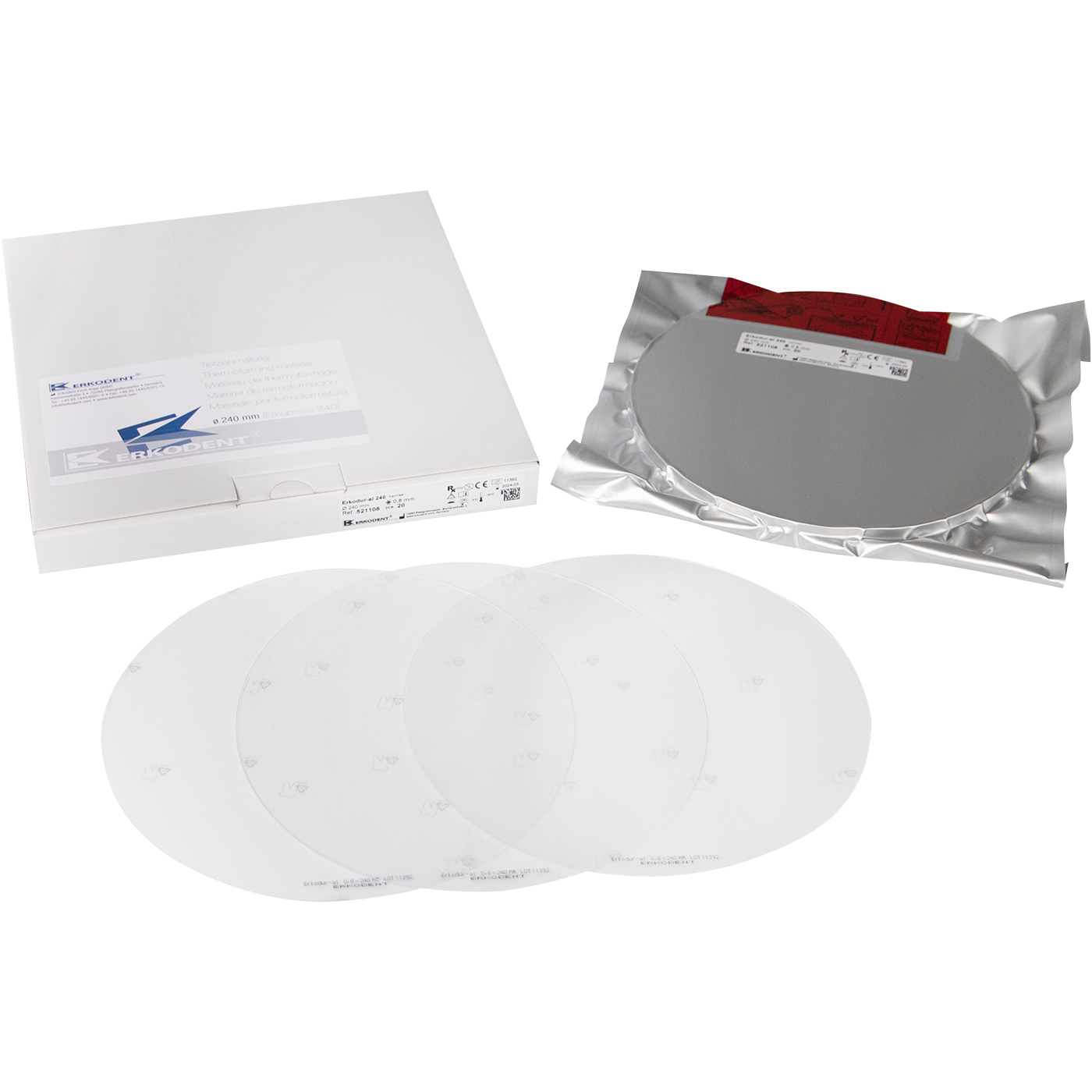 Erkodent Erkodur-al thermoforming foils, clear transparent, 240x1,0mm