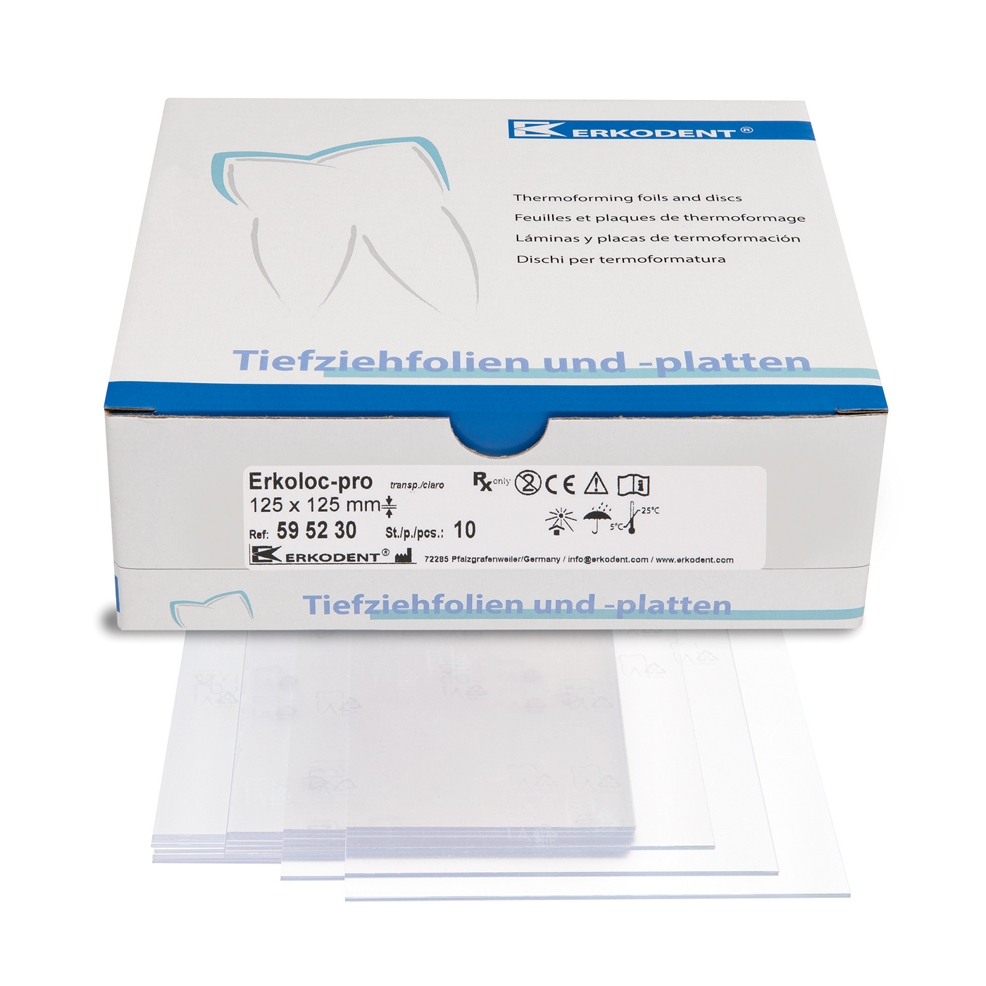 Erkodent Erkoloc-pro, transparent, 125 x 125 x 2,00 mm
