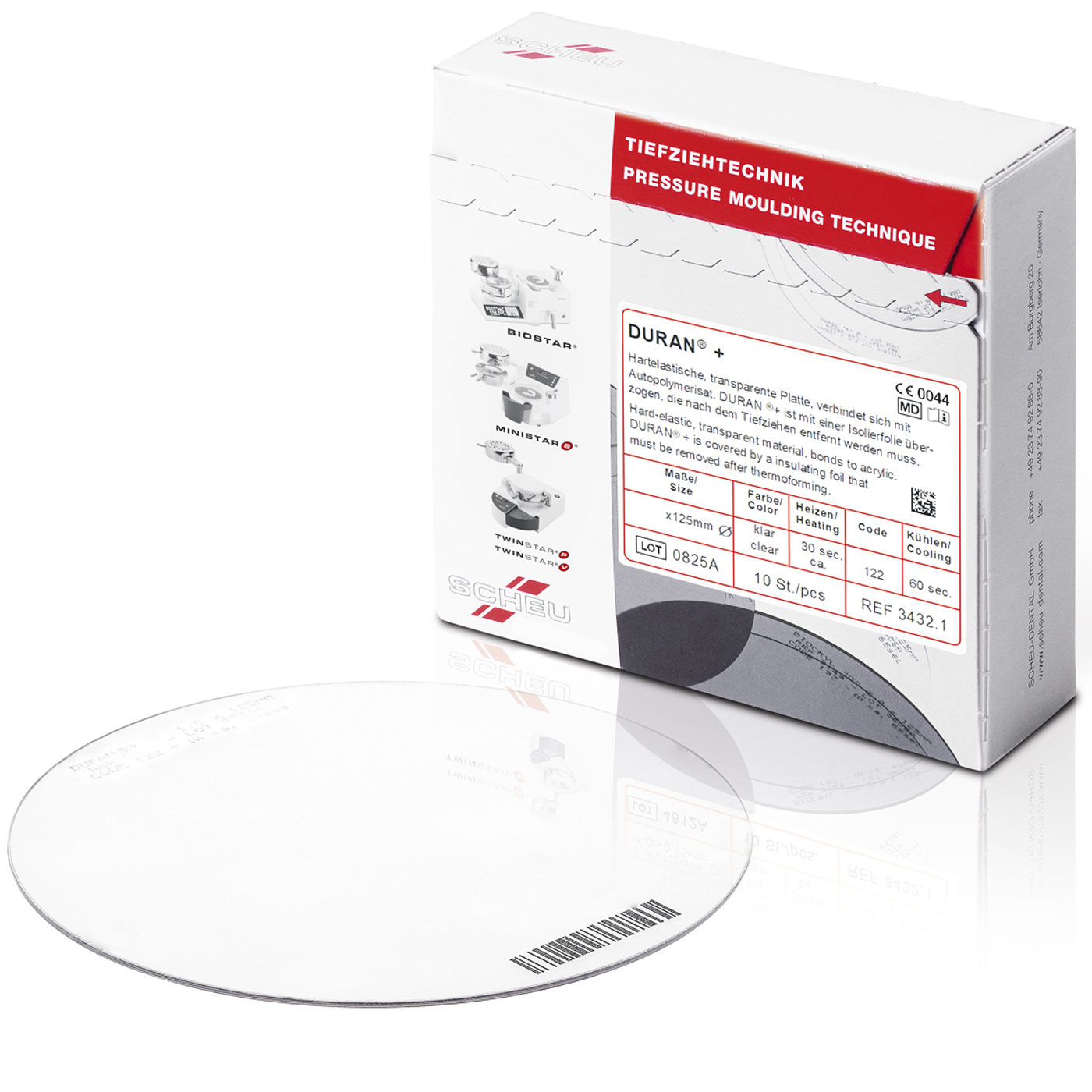 Scheu-Dental Duran+ Thermoforming Foils, clear, ø 125 x 0.5 mm