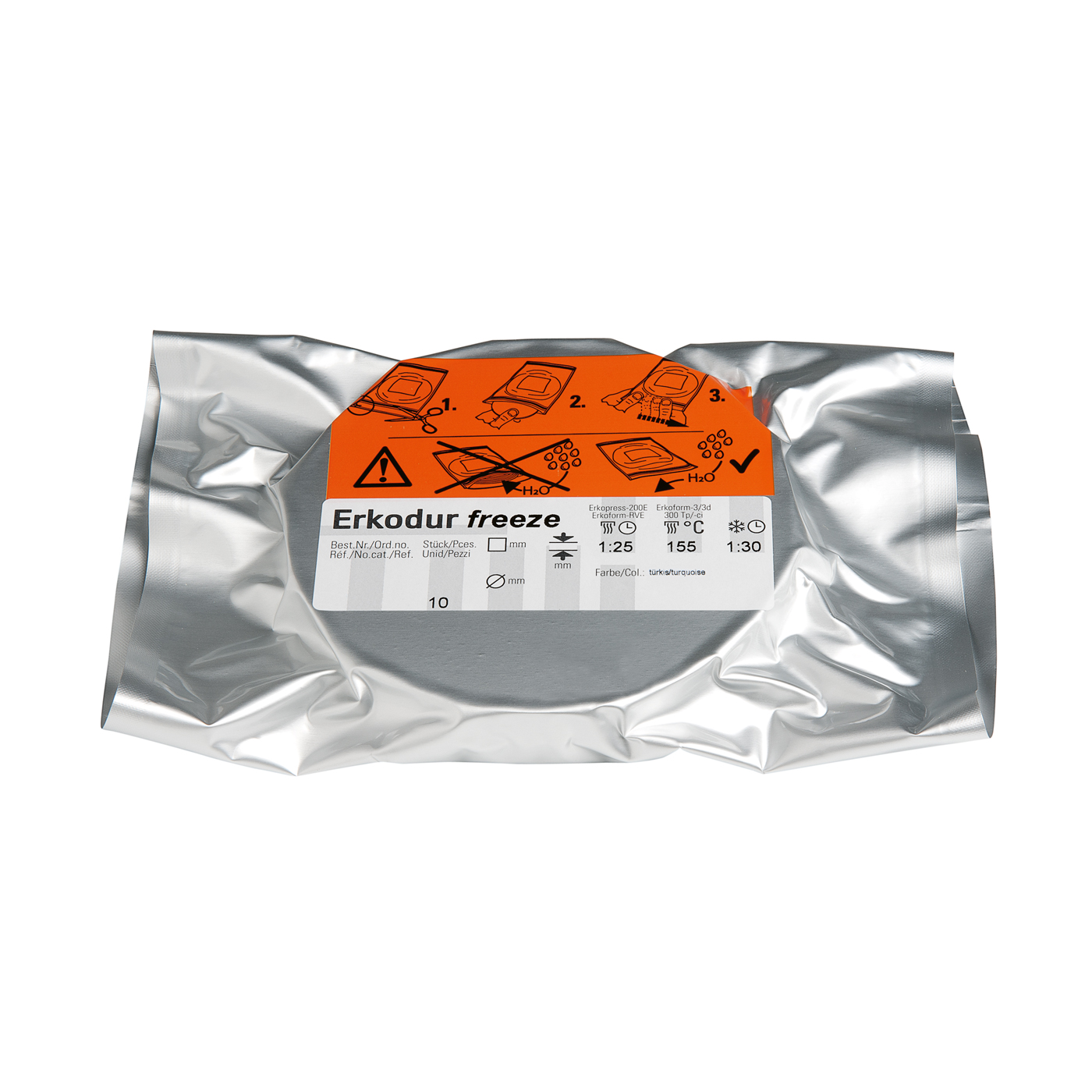 Erkodent Erkodur freeze Tiefziehfolien, türkis-transp., ø 125x1,50 mm