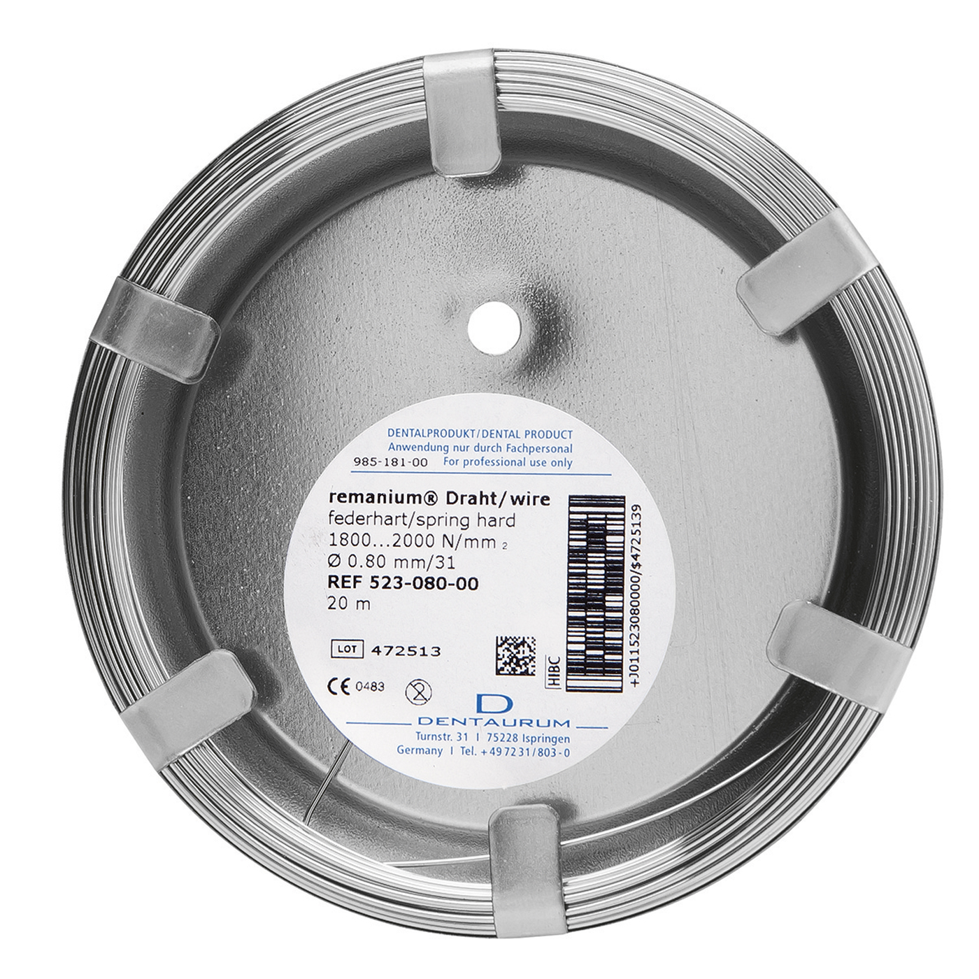 Dentaurum remanium Wire, round, spring-hard, ø 0.80 mm