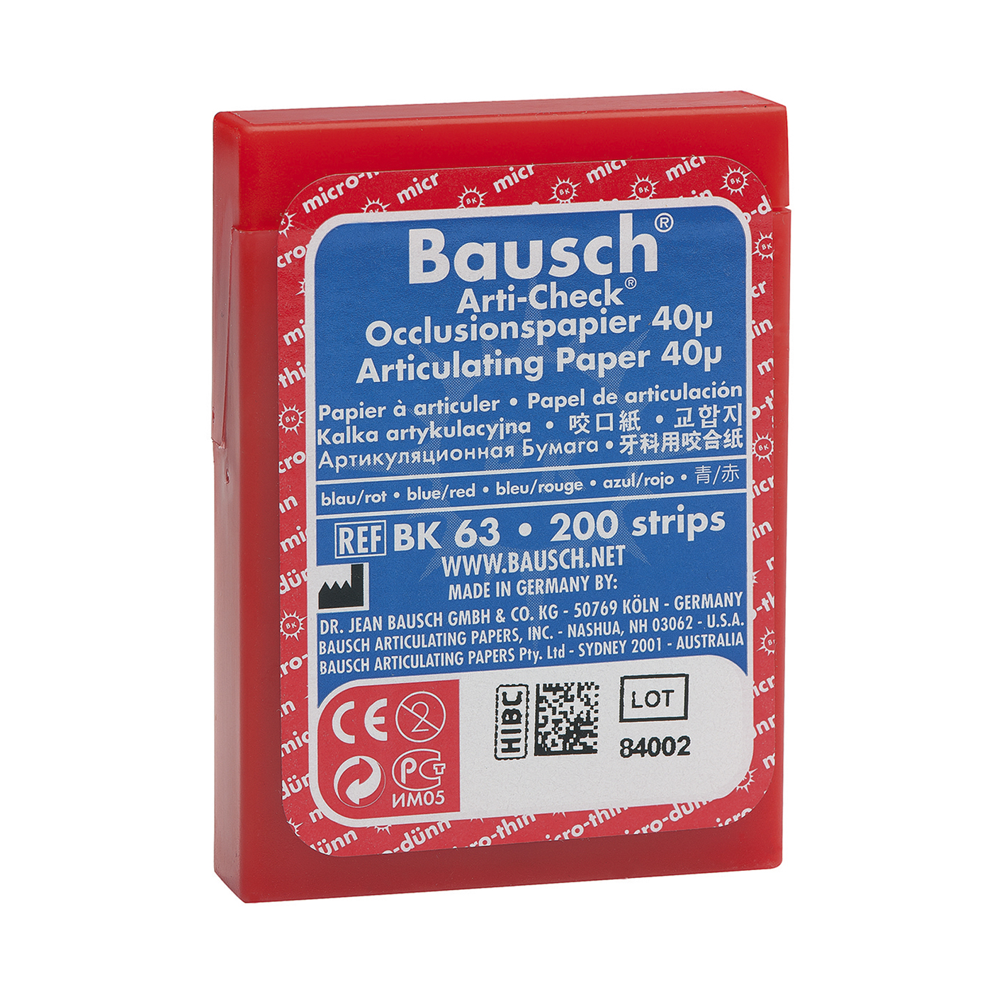 Bausch Arti-Check Articulation Paper, Strips, Blue/Red